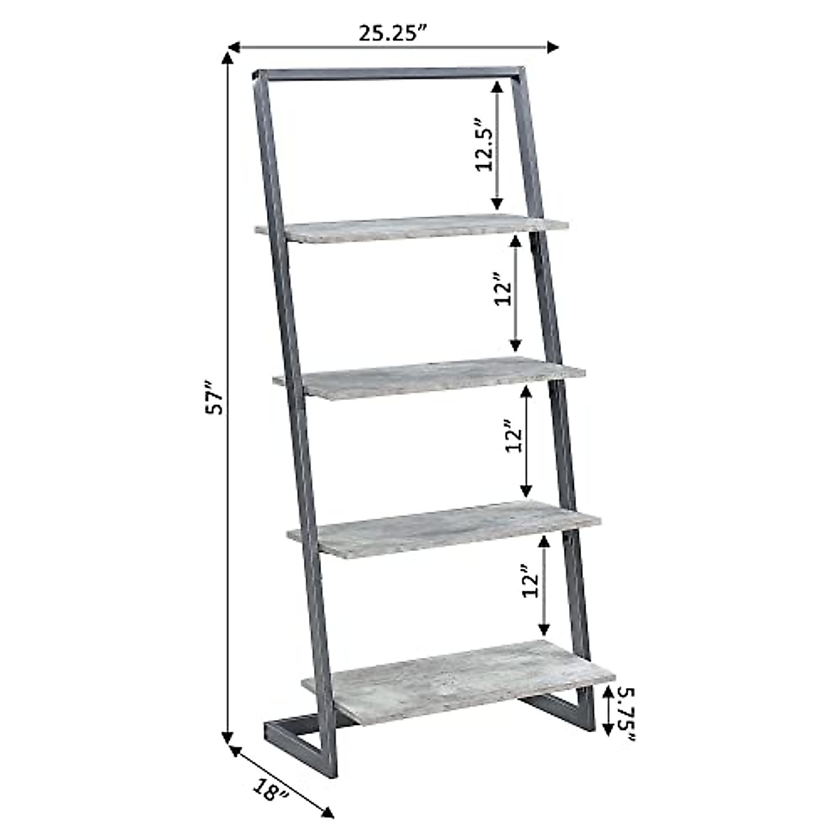 Convenience Concepts Graystone 4 Tier Ladder Bookcase / shelf, Faux Birch / Slate Gray Frame