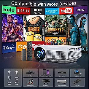 Projector with WiFi and Bluetooth, 5G WiFi Native 1080P 9500L Outdoor Projector 4K Support, YOWHICK Mini Portable Movie Projector with Screen, for HDMI, VGA, USB, Laptop, iOS & Android Phone