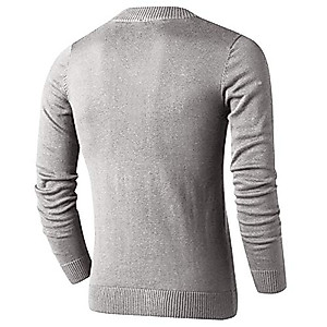 LTIFONE Sweaters for Men, Mens V Neck Sweater Slim Fit Comfortably, Knitted Long Sleeve Sweater, Men Casual Business Pullover Dress Sweater (Grey,XL)