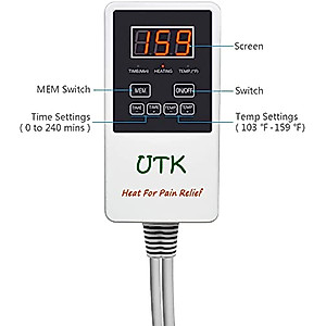 UTK Far Infrared Natural Jade and Tourmaline Heating Pad for Back, Small Pro (23.5”X16”), Smart Controller with Memory Function, Auto Shut Off and Travel Bag Included