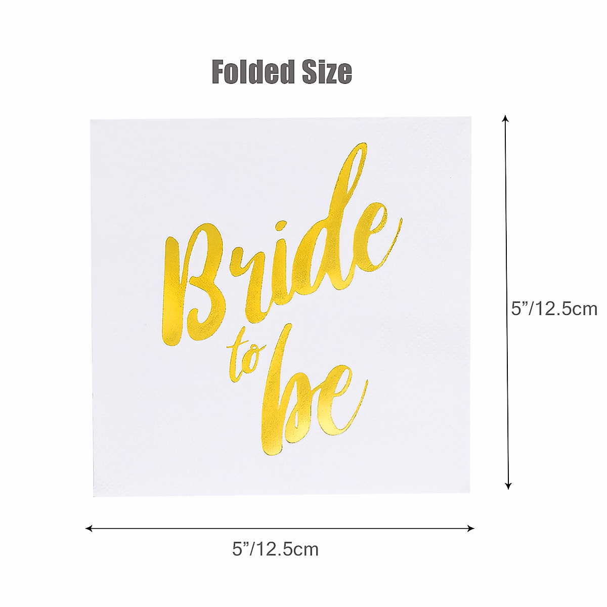 Wedding Napkins- KRGMNHR 50 Pcs Disposable Paper Cocktail Napkins with Gold Foil "Bride to be" for Wedding Shower Engagement Party Decorations, Wedding Cake Table Decor Supplies, Folded 5"x5", 3-Ply