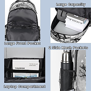 YoCosy Black Bird Grey Gothic Skull Tree Backpack School Bookbag Laptop Purse Casual Daypack for Teen Girls Women Boys Men College Travel