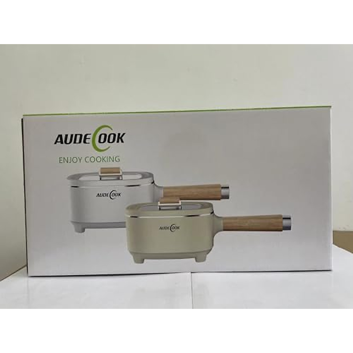 Audecook Hot Pot Electric 2L, Cermic Glaze Non-Stick Frying Pan 8 Inch, Portable Travel Cooker for Ramen/Steak/Fried Rice/Oatmeal/Soup, with Dual Power Control (Silicone Spatula Included)