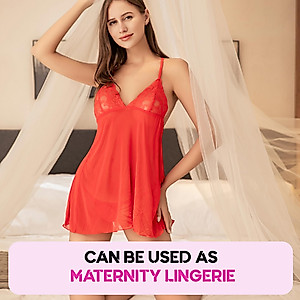 Colingerie Lace Babydoll - Sleepwear for Women Boudoir Outfits in Plus Size - Ranging from S to XL - Nightgown for Women - Sexy Lace Sleepwear - Medium, Red