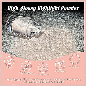 BOKO Highlighter Powder Spray, Cosmetic Grade Body Shimmer Spray High Gloss Diamond Highlight Glitter Magic Powder Makeup Sparkle Glitter Hairspray Rave Accessories for Women Face Paint Hair Clothes