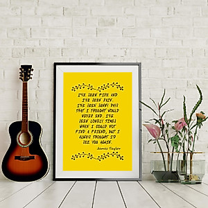 Fire And Rain - James Taylor Music Decor Wall Art, This Wall Decor Music Poster Print is a Great Vintage Decor For Music Room, Office Decor, Modern Home Decor, And Man Cave Room Decor, Unframed - 8x10