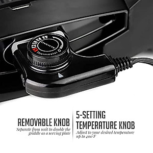 Ovente 2-in-1 Electric Grill and Griddle with Removable Tempered Glass Cover, 1700W Fast Heating Ceramic Non-Stick Plate Perfect for Indoor BBQ Cooking Breakfast, Pancake, Bacon and Egg, Black GR2001B