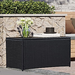 Sundale Outdoor Storage Box, 60 Gallon Patio Deck Boxes with Hinged Lid, Outdoor Wicker Cushion Storage Container Bin Chest for Cover, Pillow, Towel - Steel Frame, Classic Black