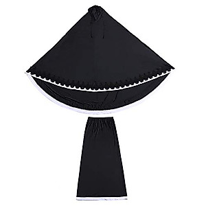 Muslim Women's Full Cover Two Pieces Long Hijab Thobe Abaya Set (One Size, Black)