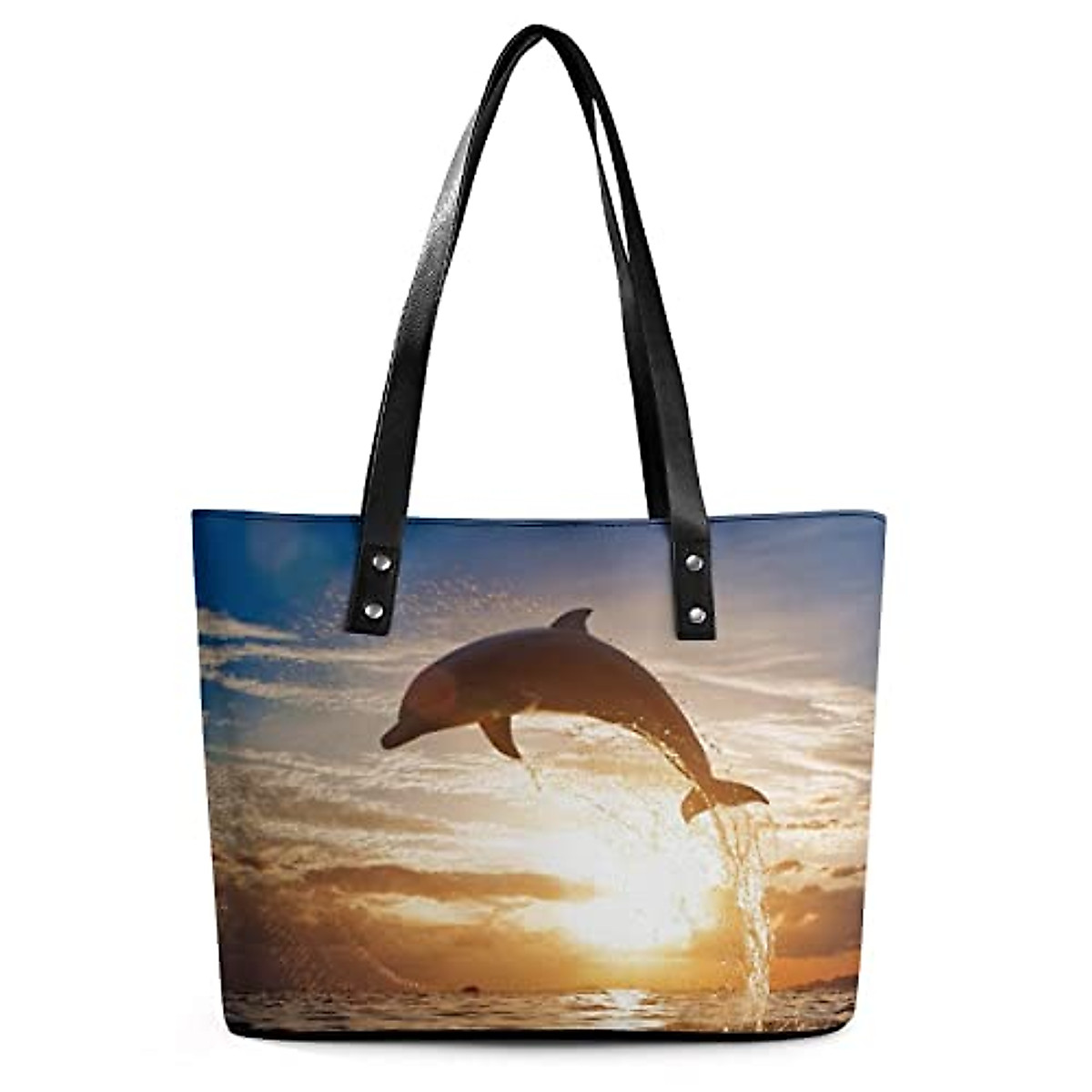 Womens Handbag Dolphin Leather Tote Bag Top Handle Satchel Bags For Lady