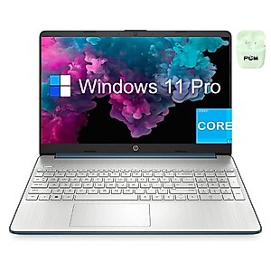 HP 15.6 Inch Laptop for College Students, School, Intel Core i3-1115G4, 16GB RAM, 1TB SSD, Windows 11 Pro, WiFi, HDMI, Webcam, SD Card Reader, Spruce Blue, PCM