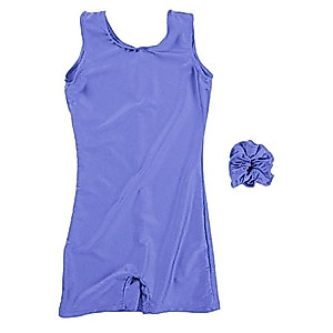 speerise High Stretch Gymnastics Leotards for Girls with Hair Scrunchie, Unitard Kids Short Tank Biketard Dance Costumes Gymnastics Outfit Ballet