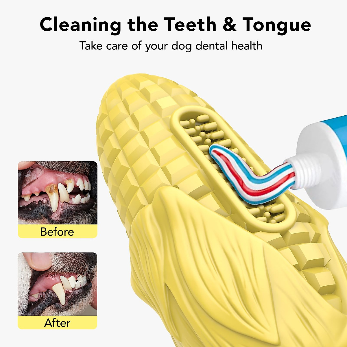 HICC PULE Indestructible Dog Toy for Aggressive Chewers, Squeaky Tough Dog Chew Toys with Bacon Flavor, Durable Dog Teeth Cleaning Toy for Medium Large Breeds, Keep Dog Busy (Yellow)