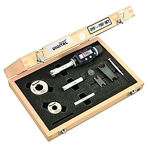 Starrett S770BXTDZ Electronic Internal Bore Micrometer Set, 3-Point Contact (3/8-3/4" (10-20mm) Range), Built-in Bluetooth, 0.00005" / 0.001mm Resolution
