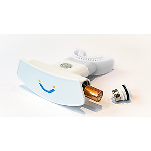 Calvin & Greenway uFunbrush Sonic Toothbrush for Kids - Kit Includes White U-Shaped Brush, Tooth Foam, Cool Stickers, Base & Battery - Size 2 for Ages 6-8