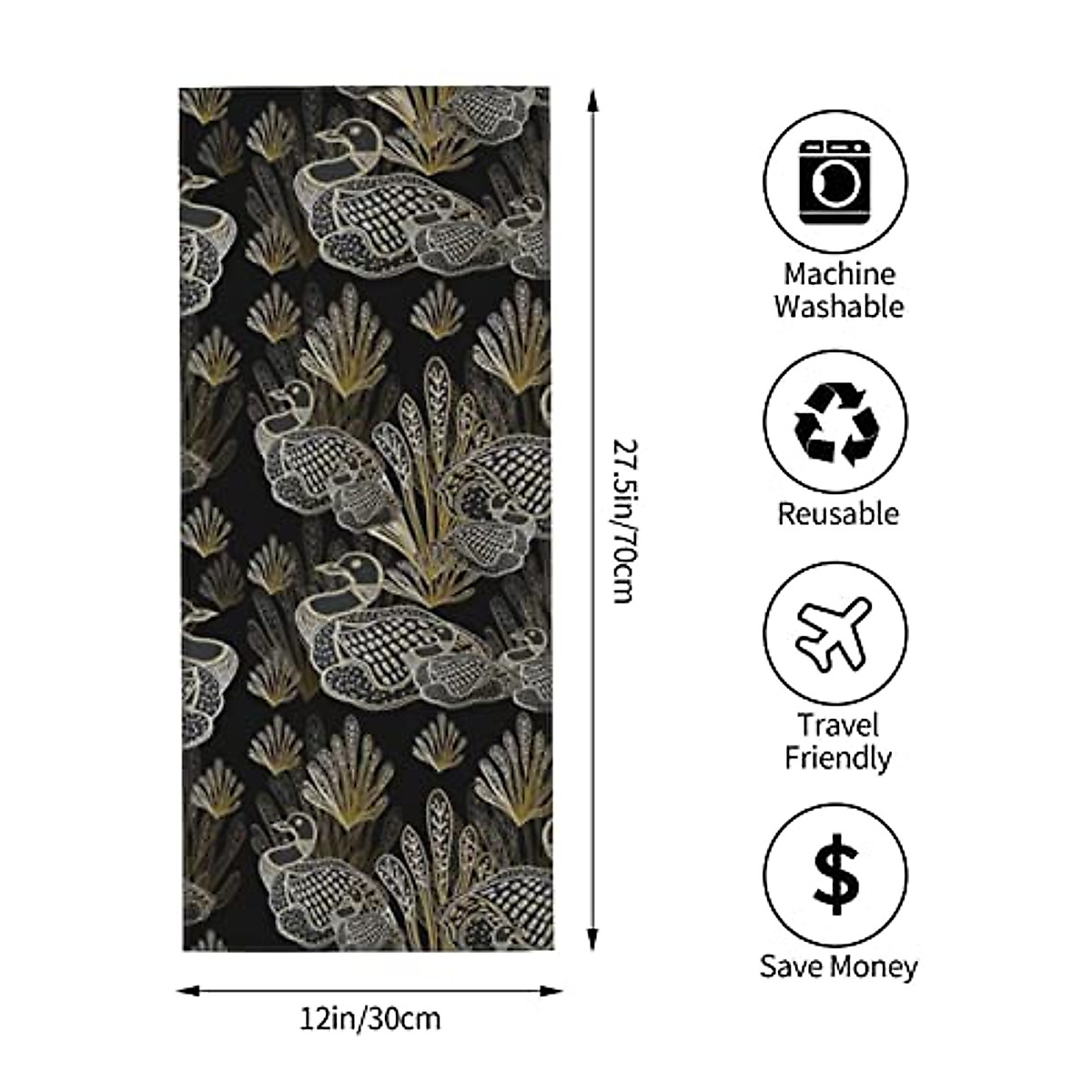 Art Deco Style Common Canadian Loons Hand Towel For Bathroom Kitchen Microfiber Fingertip Bath Towels 12 X 27.5 Inch Soft Decorative Home Hotel Gym Laundry Room