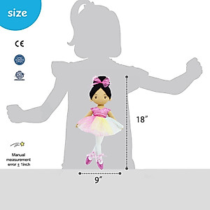 June Garden 16" Ballerina Princess Stella - Stuffed Plush Soft Doll - Pink Outfit - Gift for Toddlers and Little Girls