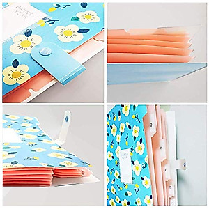 STUs Expanding File Folder - 6 Pack Accordian File Organizer with 5 Pockets Document Accordion Folder and 168 Pcs File Folder Labels for School and Office