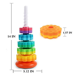 LBAIBB (1 PCS Spinning Stacking Toys,Spin Toys for Toddlers 1-3,Strong ABS Plastic,Rainbow Spin Tower,Autism Spin Stack Toys,Suitable for Gifts for Boys and Girls