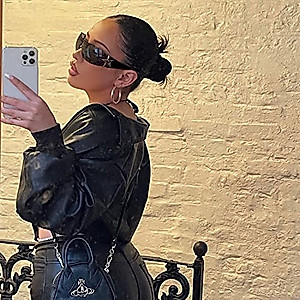 Rimless Y2K Sunglasses for Women Men,Trendy Shield Wrap Around Sunglasses Oversized Fashion Black Frameless Sun Glasses