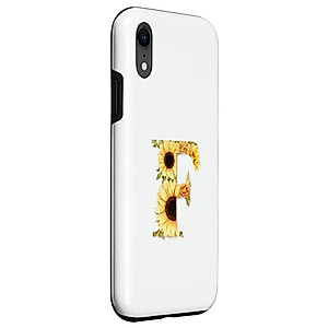iPhone XR Letter F Initial Monogram Sunflower Minimalist Women Yellow Case