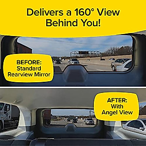 New Improved Angel View Wide-Angle Rearview Mirror AS-SEEN-ON-TV Reduce Blind Spots, Installs in Seconds, Fits Most Cars, SUVs & Trucks