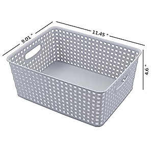 Rinboat Medium Plastic Storage Baskets with Handle, 4 Packs, G