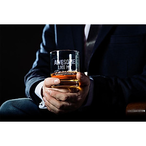 MINIVINE Gifts for Dad from Daughter - Christmas Gifts for Dad - Funny Gifts for Dads, Dad Gifts, Best Dad Birthday Gift, 10oz Whiskey Rock Glass (Awesome Like My Daughter)