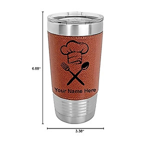 LaserGram 20oz Vacuum Insulated Tumbler Mug, Chef Hat, Personalized Engraving Included (Faux Leather, Basketball Style)