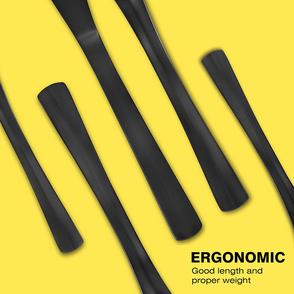 Matte Black Silverware Set, BENNLY 20-Piece Flatware Set, Stainless Steel Utensils Service for 4, Tableware Cutlery Set for Home and Restaurant, Include Knife/Fork/Spoon, Satin Finish, Dishwasher Safe