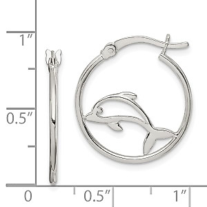 925 Sterling Silver Sea Dolphin Ocean Fish Beach Nautical Hoop Earrings