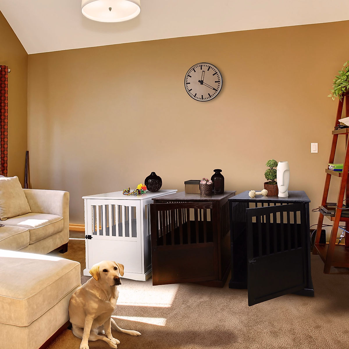 Casual Home Wooden Large Pet Crate, End Table, (Black, 24"W x 36.5"D x 29.25"H)