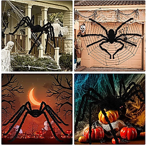 Chermory 8.2FT/98IN/250CM Halloween Giant Spider Decorations, Large Fake Scary Hairy Spider,Halloween Huge Plush Toy Spider Props Toy for Indoor Outdoor Creepy Lawn Garden Decor Black