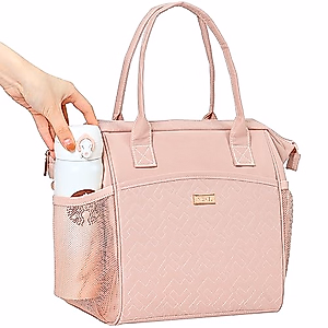 NISHEL Lunch Box for Women with Adjustable Shoulder Strap, Portable & Reusable Cooler Bag, Lunch Leak-proof Insulated Thermal Compartment, for Office Work Picnic Travel Gym, Pink