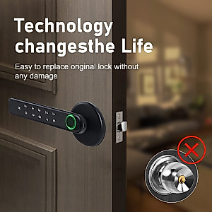 Fingerprint Door Lock Touchscreen Biometric Door Lock Keyless Entry Front Door Knob with 50 Fingerprints, 100 Codes,Keypad Suitable for Home,Hotel,Office,Indoor Door Black…