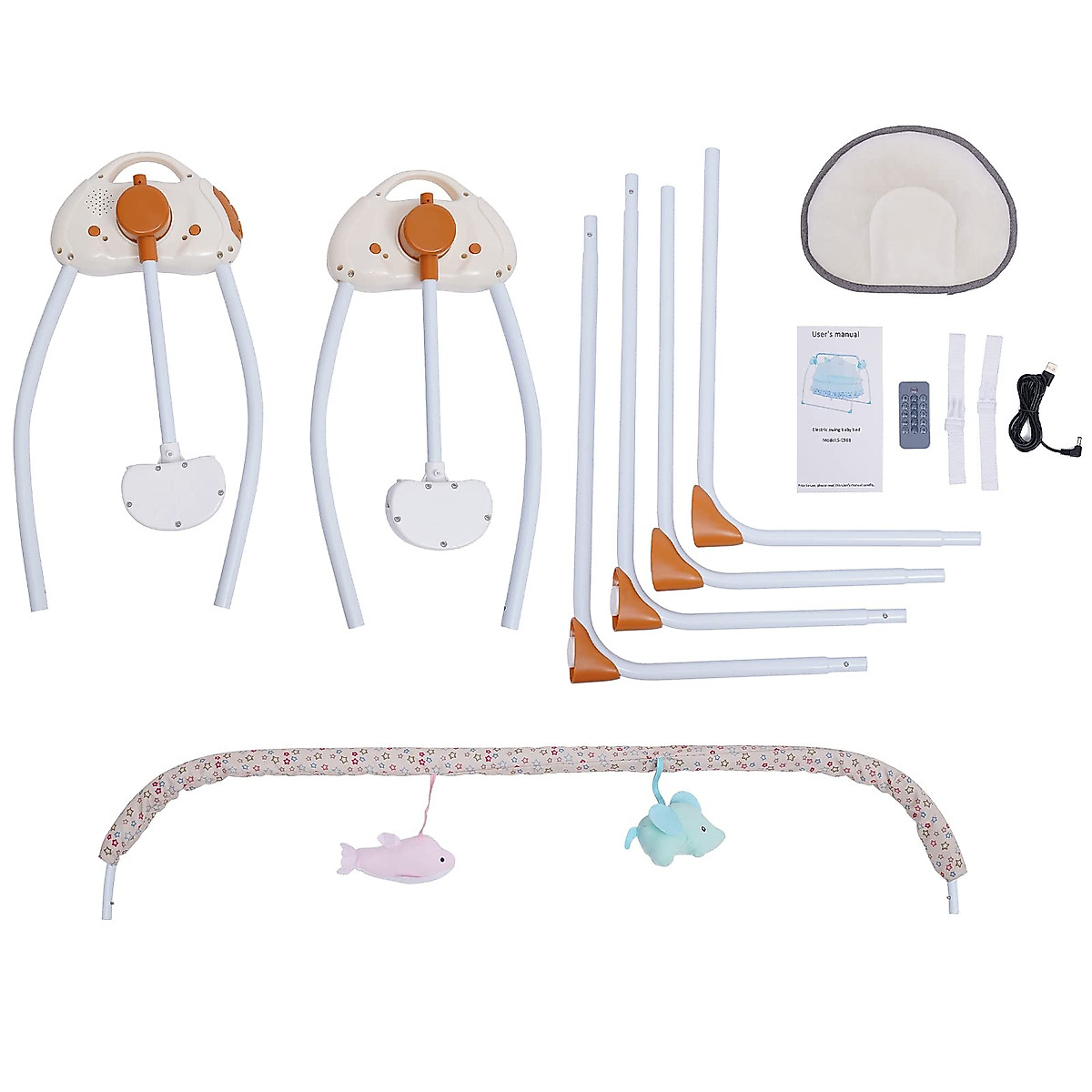 GXFCHYL 0-25Kg Big Space Electric Baby Crib, Infant Rocker, Foldable Auto Swing Bed, Baby Cradle (Khakise)