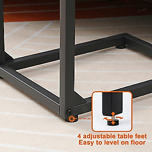 AMHANCIBLE Couch Table with Charging Station, Tv Trays Set of 2, C Shaped End Table for Sofa, C Table End Table for Living Room, Side Tables for Small Space, Bedroom, Metal Frame, Brown HET02BPBR