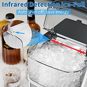 Habitio Nugget Ice Maker, One-Click Operation Countertop Ice Maker, Pebble Ice Machine with Self-Cleaning Function, 35 lbs Soft Chewable Ice Cubes /24H, Electric Pellet Ice Maker for Kitchen, Office