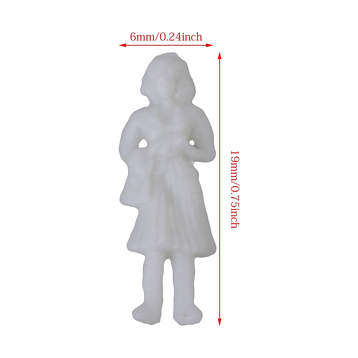 BQLZR White Unpainted Architectural 1:100 Scale Model Figures Standing Little People Figures for Miniature Scenes, White Color Pack of 100