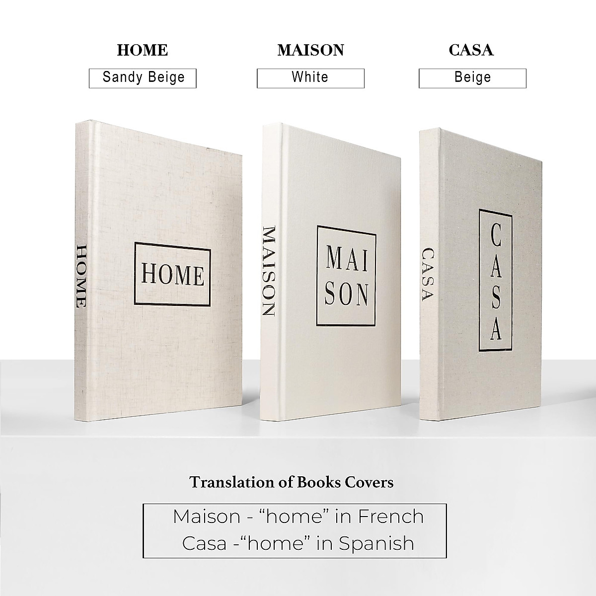 Linen Neutral Coffee Table Books Set of 3,Fashion Designer Hardcover Blank Book Stack, Modern Decorative Books for Home Decor XL Coffee Table Decoration Books - Stylish Display Books