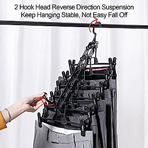 MOONIGHT TIME Plastic Pants Hangers, Skirt Hangers Space Saving, Closet Organizer Storage Hangers for Pants, Skirts, Shorts, Jeans, Black 2 Pack