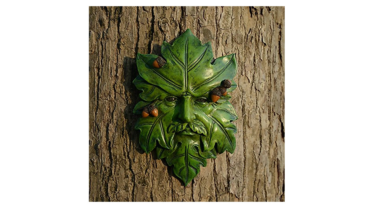 Garden Acorn Greenman Hanging Plaque - Durable Outdoor Decor