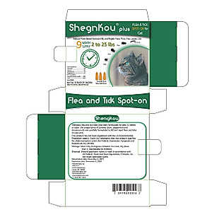 Protect Your Feline: Effective Flea and Tick Treatment for Cats, Natural Formula, 2-25 lbs, (9 Month Supply)