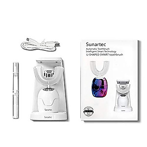 Sunartec Electric Toothbrushes 2023 Newly Generation Sonic U-Shaped Toothbrushes Teeth Whitening Kit Gel for Adults Portable Purplr-Light Cleaning and Air-Drying Powerful Charger IPX7