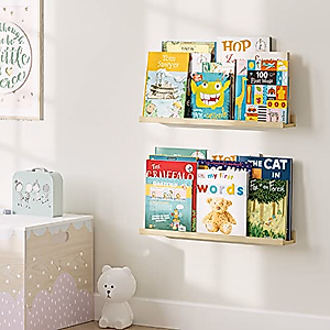 Wallniture Denver 24" Floating Shelves for Kids Room, Wall Bookshelves for Living Room, Wall Mounted Kids Room Shelves, Floating Nursery Shelves, Floating Book Shelves for Kids Room Set of 2