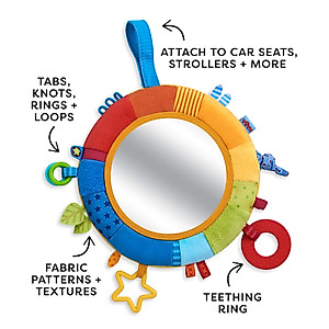 HABA Rainbow Discovery Mirror - Hang from Crib or Use as a Pillow with Entertaining Elements for Baby to Explore