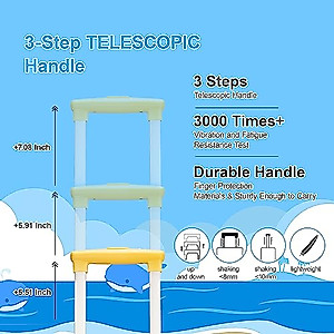 GinzaTravel 3D Little Whale Cute Children's Luggage Sit and Ride Trolley Case 18-inch Universal Wheel Travel Case for Boys and Girls