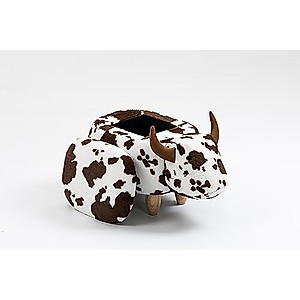 Home 2 Office Cow Ottoman for Kids' Bedroom, Playroom, Nursery, and Living Room, Animal Ottoman with Storage, Footstool for Kids, Brown Cow Print