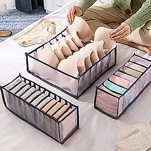 Pack of 3 Underwear Drawer Organizer, Washable Nylon Mesh Underwear Storage Closet Organizer Drawer Dividers, Compartments Organizer for Underwear, Socks, Clothes, Bras