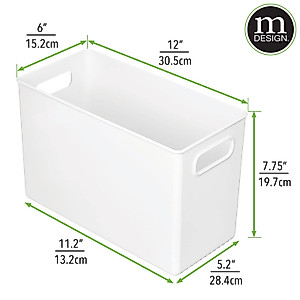 mDesign Plastic Storage Organizer Bin for Household Organization in Cabinets, Closets, or inside any Cubby Storage Organizer, Holds Craft Supplies, Linens, or Toys, Ligne Collection, 8 Pack, White